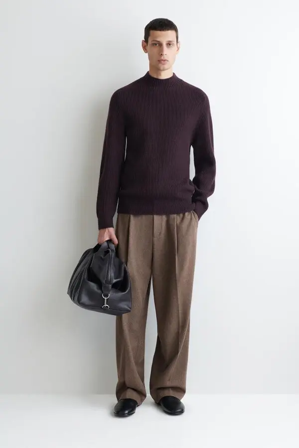 Cos Ribbed Wool Mock-neck Sweater - Red