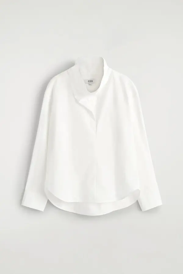 Cos Mock-neck Pima Cotton Shirt - White