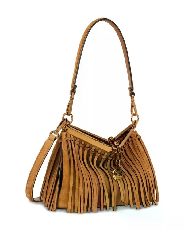Etro Small Suede Vela Bag With Fringing - Brown