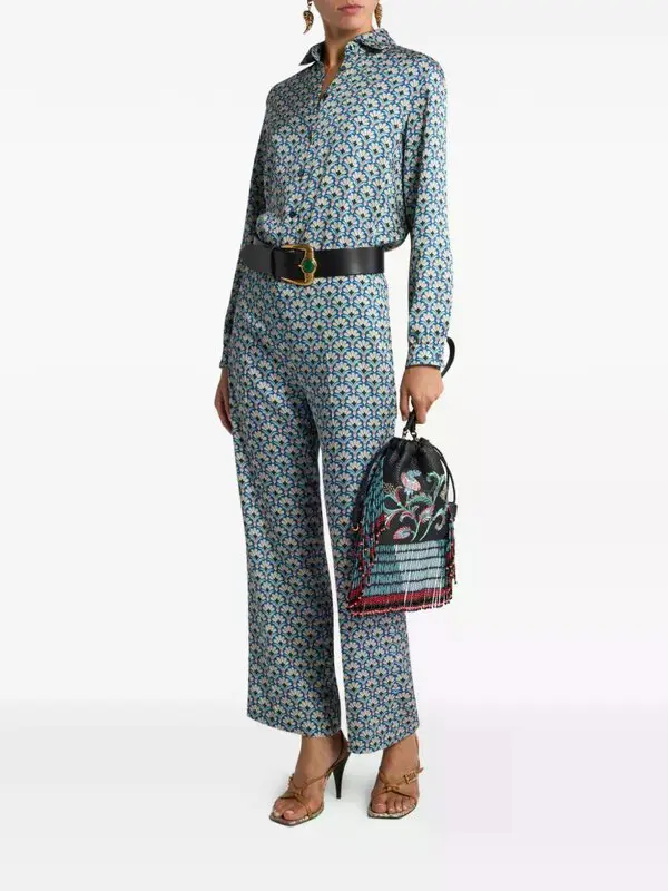Etro Micro Palm Motif Twill Shirt