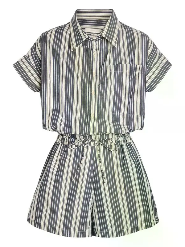 Faithfull The Brand Cyrene Striped Cotton Playsuit - Blue