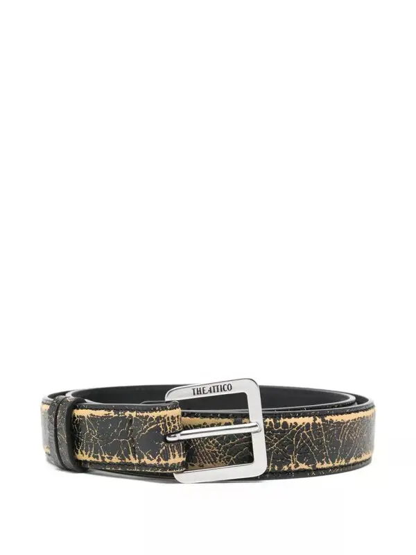 Attico Cracked Buckle Leather Belt - Black