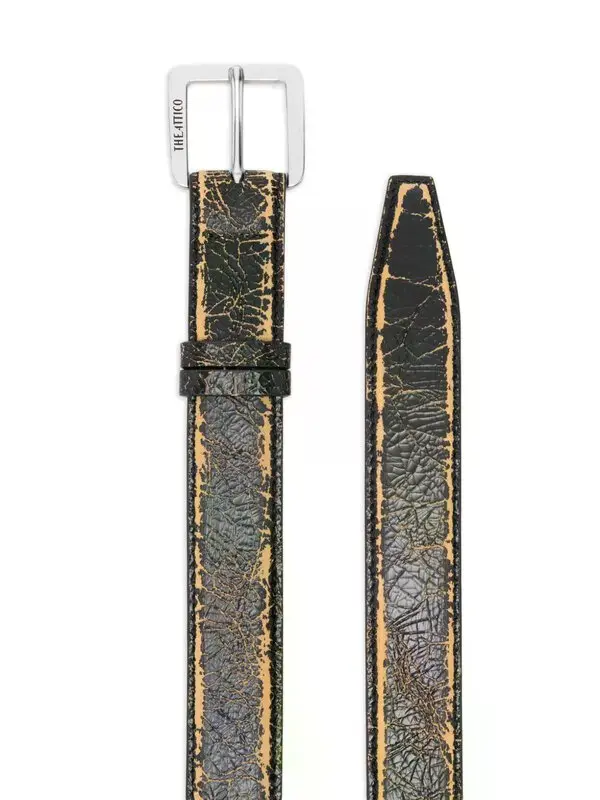 Attico Cracked Buckle Leather Belt - Black