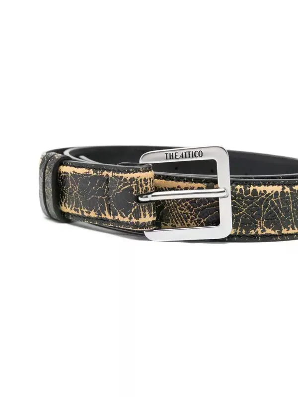Attico Cracked Buckle Leather Belt - Black