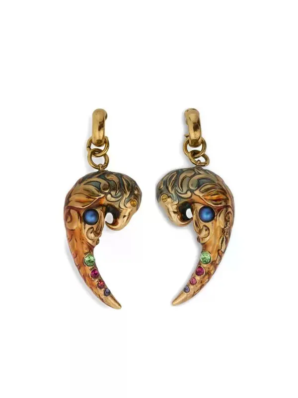 Etro Paisley-parrot Crystal Clip-on Earrings - Gold