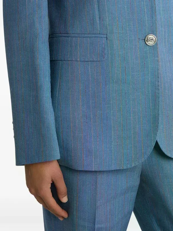 Etro Pegaso Button Striped Single-breasted Blazer