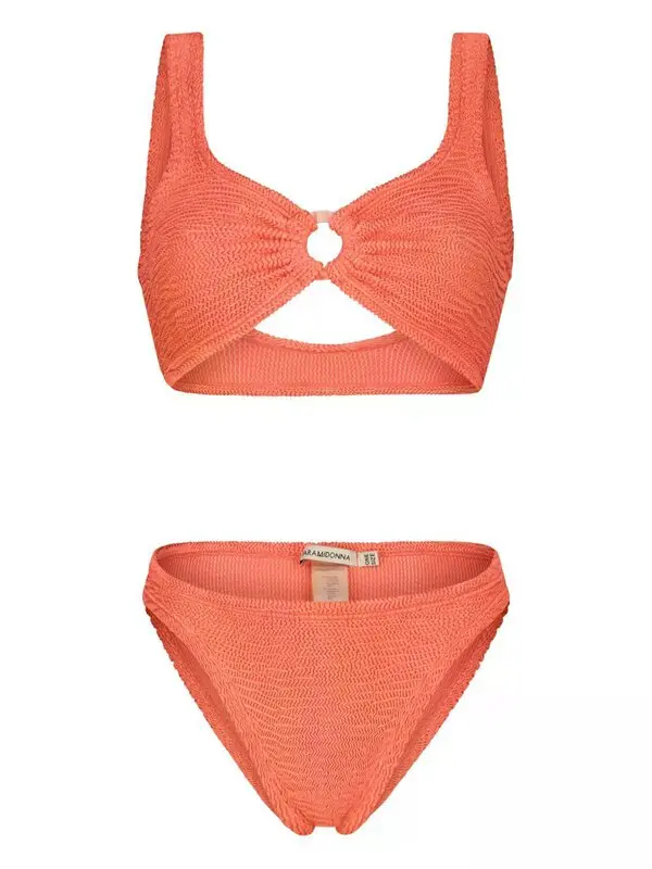 PARAMIDONNA Irina Textured Ring-detail Bikini - Orange