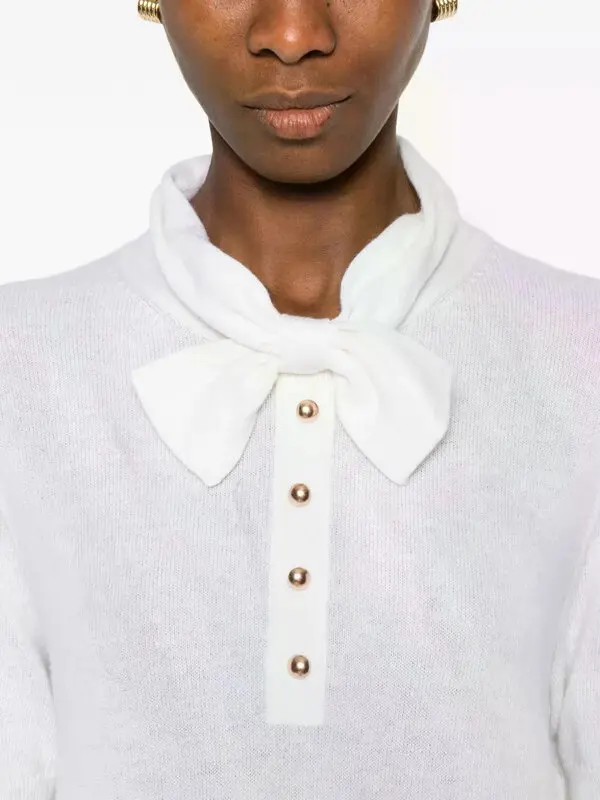 ALLUDE Bow Buttoned Pullover
