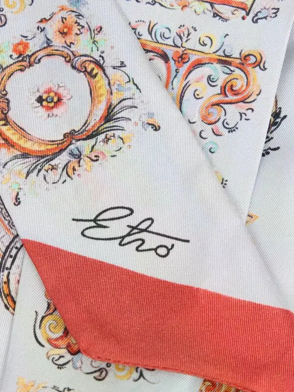 Etro Logo Paisley Silk Scarf