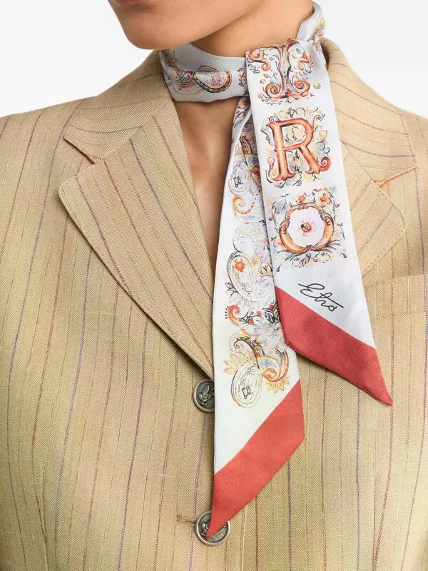 Etro Logo Paisley Silk Scarf