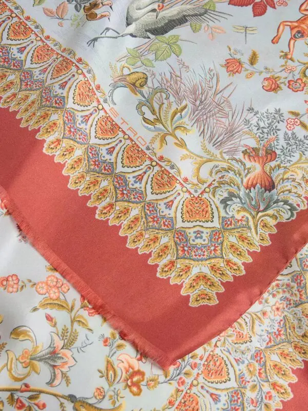 Etro Flora Fauna Silk Scarf - Blue