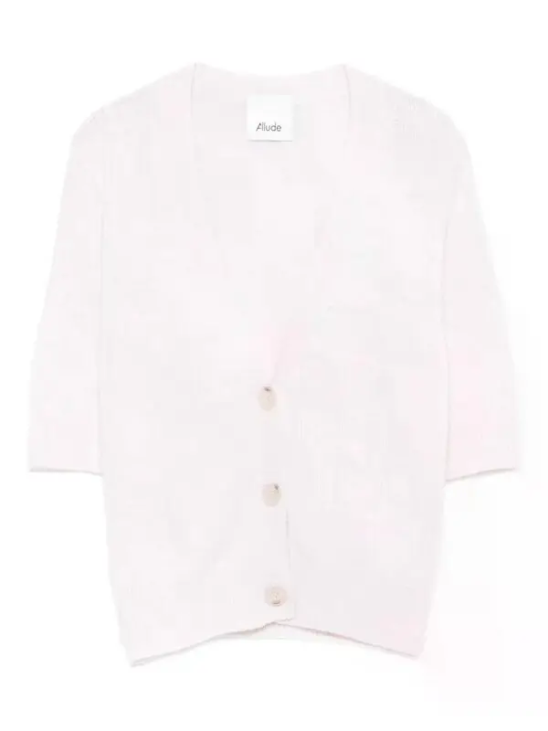 ALLUDE Button Short-sleeve Cardigan - Pink