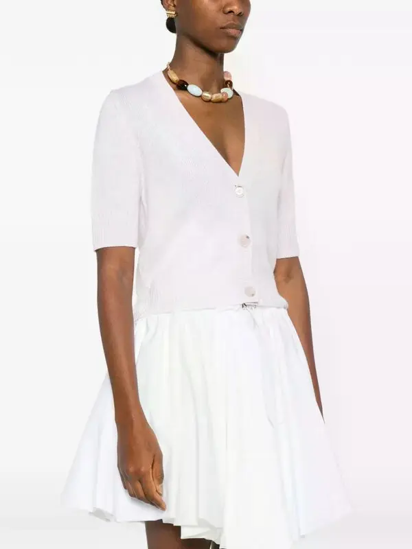 ALLUDE Button Short-sleeve Cardigan - Pink
