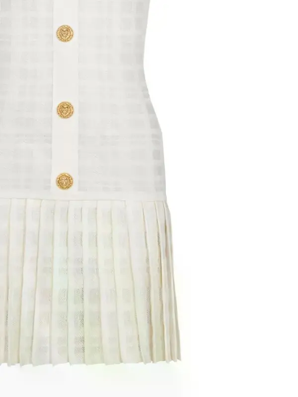 Balmain Button-embellished Pleated Dress