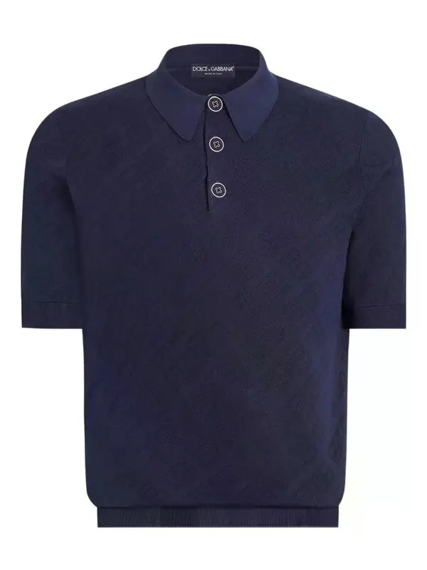 Dolce & Gabbana Patterned Short-sleeve Polo Shirt - Blue