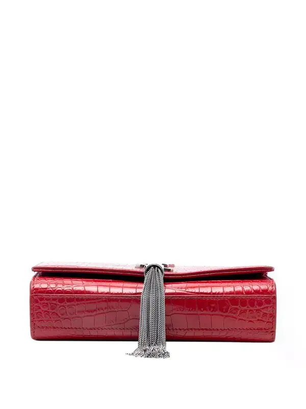 Saint Laurent 2019 Small Embossed Leather Kate Tassel Crossbody Bag - Red
