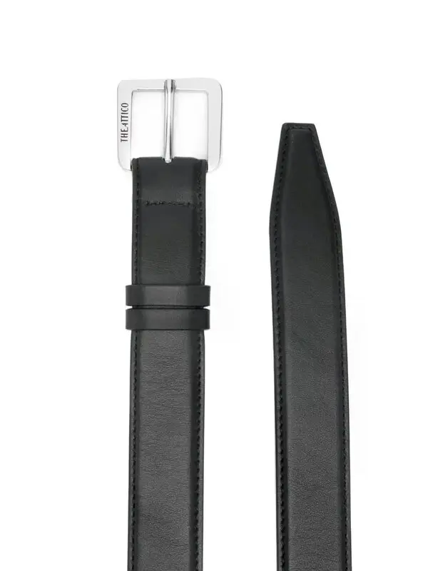 Attico Logo Leather Belt - Black