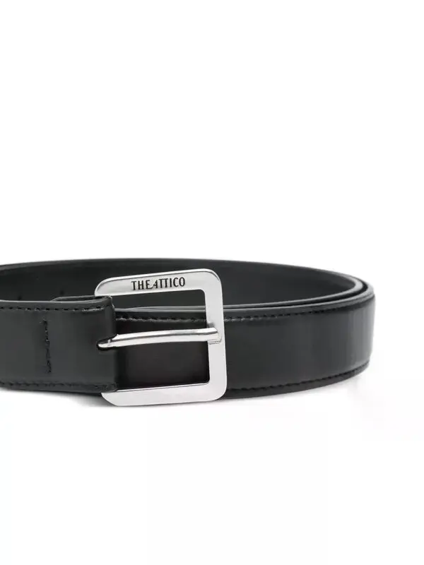 Attico Logo Leather Belt - Black