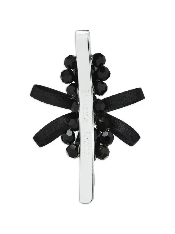 Simone Rocha Beaded Bow Hair Clip - Black
