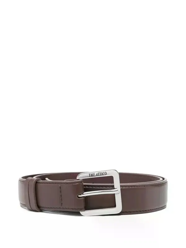 Attico Logo Buckle Leather Belt - Brown