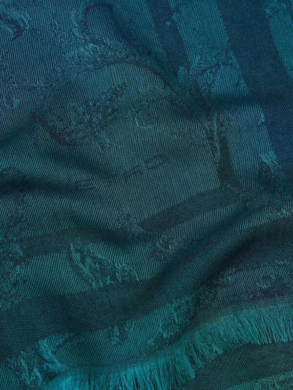 Etro Cotton-blend Jacquard Scarf With Floral Motif - Blue