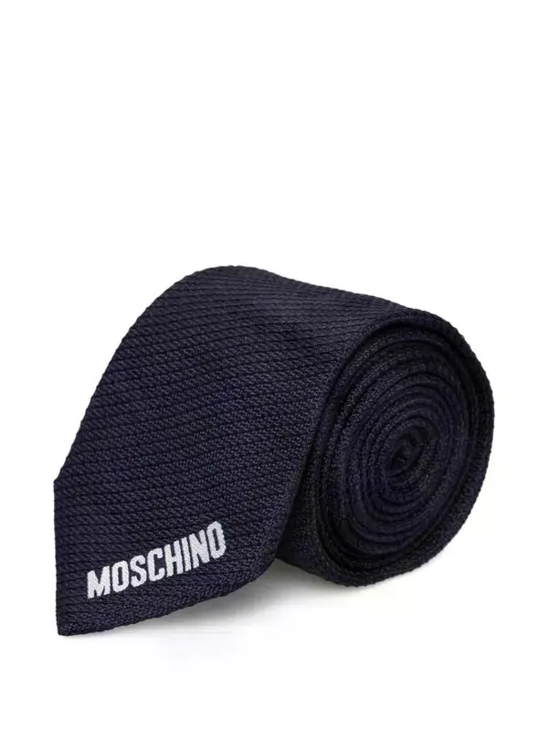 Moschino Logo-embroidered Neck Tie - Blue