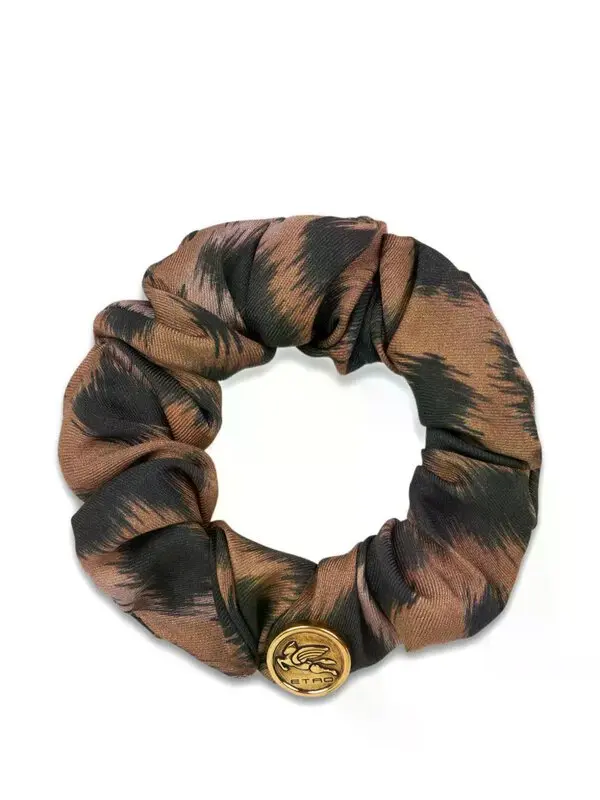 Etro Animal-patterned Scrunchie - Brown