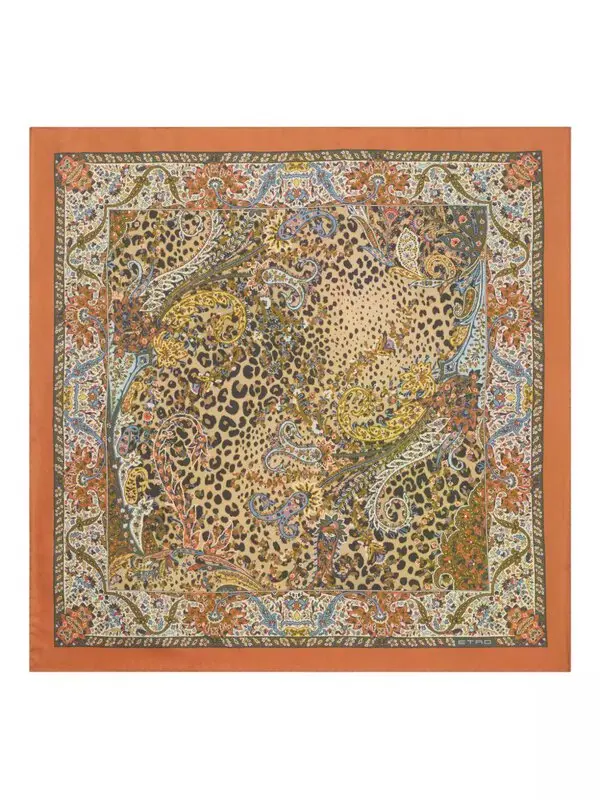 Etro Paisley-animal Motif Scarf - Neutrals