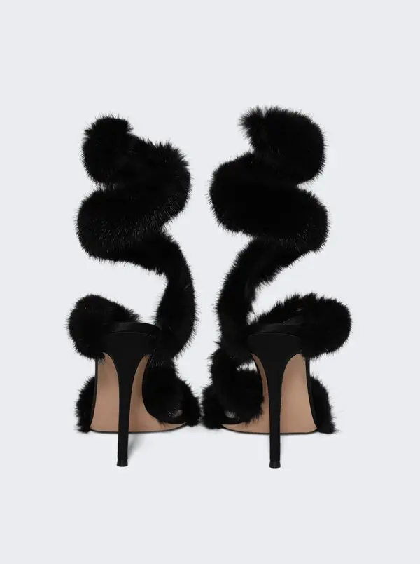 GIANVITO ROSSI Fur Opera High Heel Sandals