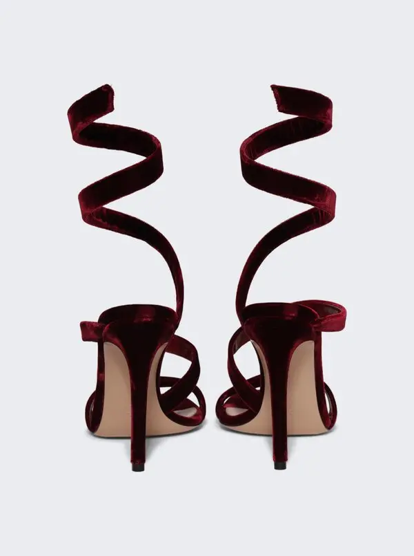 GIANVITO ROSSI Opera Velvet Sandals - Red