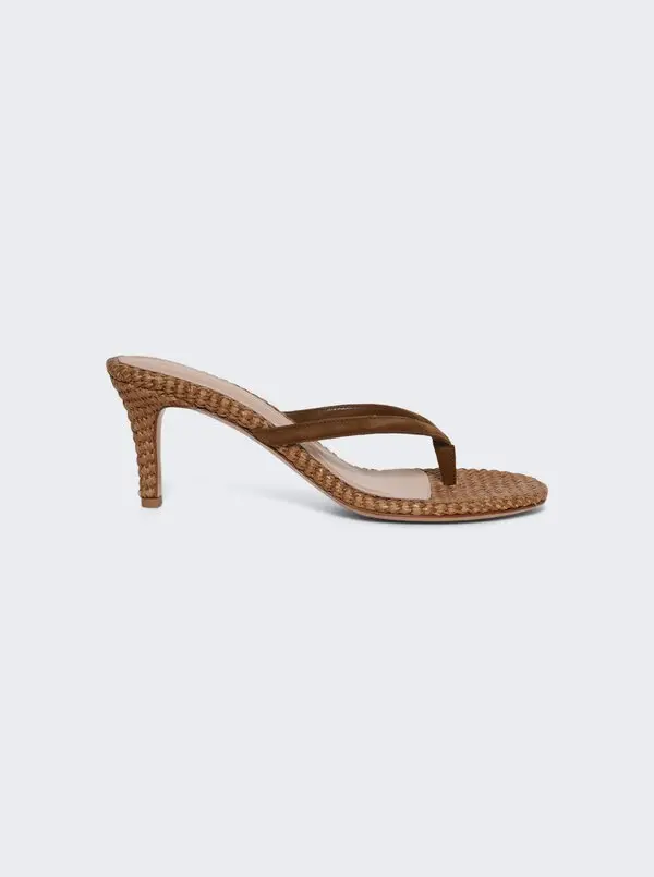 GIANVITO ROSSI Raffia And Suede Calypso Sandals - Brown