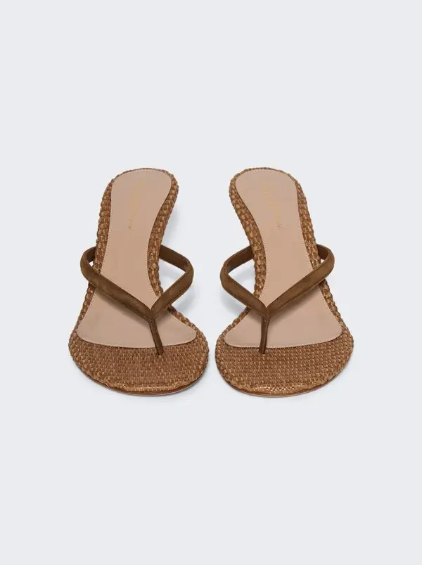 GIANVITO ROSSI Raffia And Suede Calypso Sandals - Brown