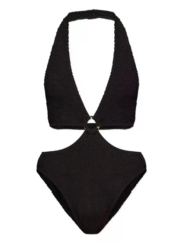 Bond Eye Celeste Ring Textured One Piece Swimsuit - Black