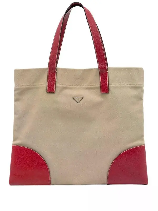 Prada Cinghiale Trimmed Canapa Tote Bag - Brown