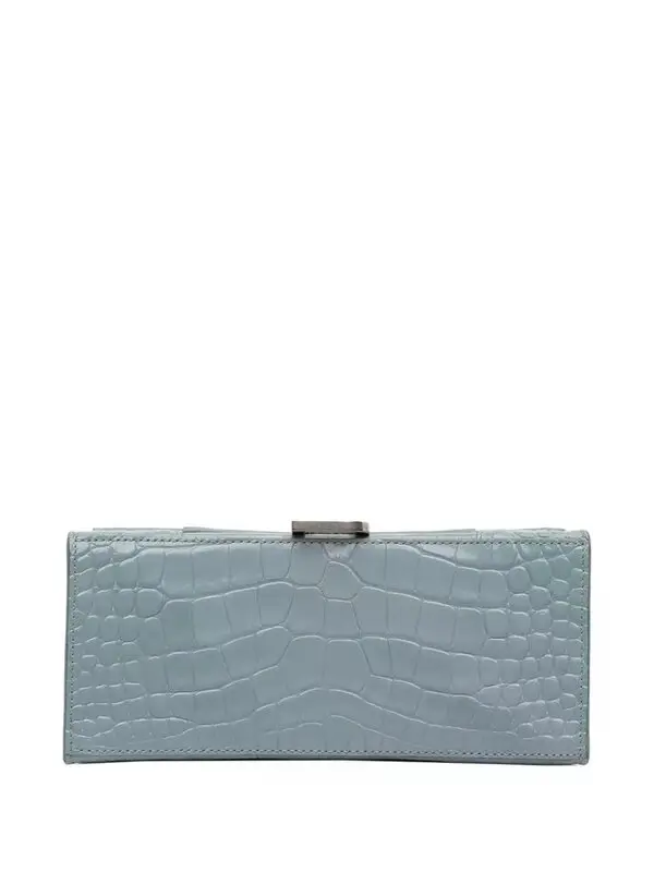 Balenciaga 2022 Small Croc Embossed Hourglass Top Handle Satchel