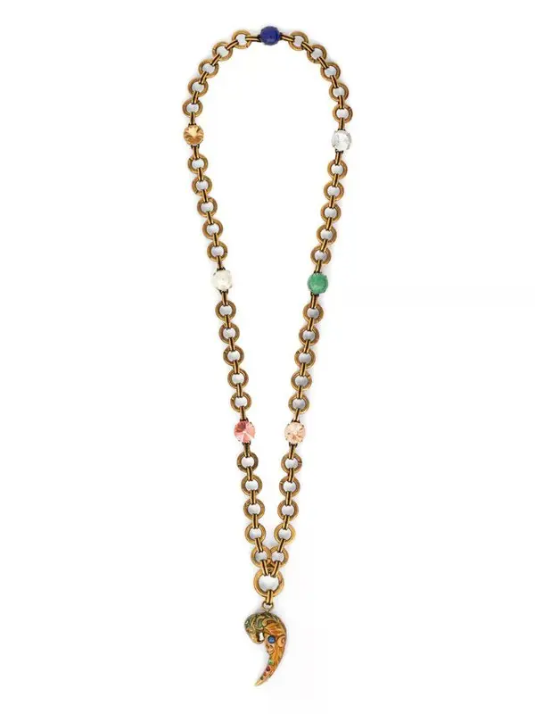 Etro Paisley-parrot Crystal Pendant Necklace - Gold