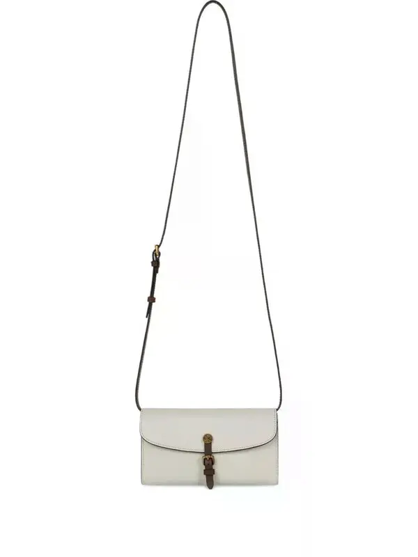 Etro Two-tone Leather Wallet With Shoulder Strap - Neutrals