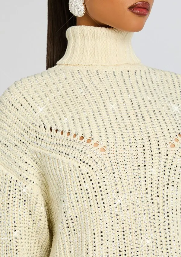 Retrofete Embellished Turtleneck Sweater - Ivory/silver