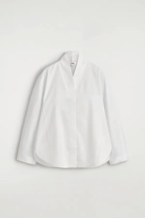 Cos Shawl-collar Cotton Blouse - White