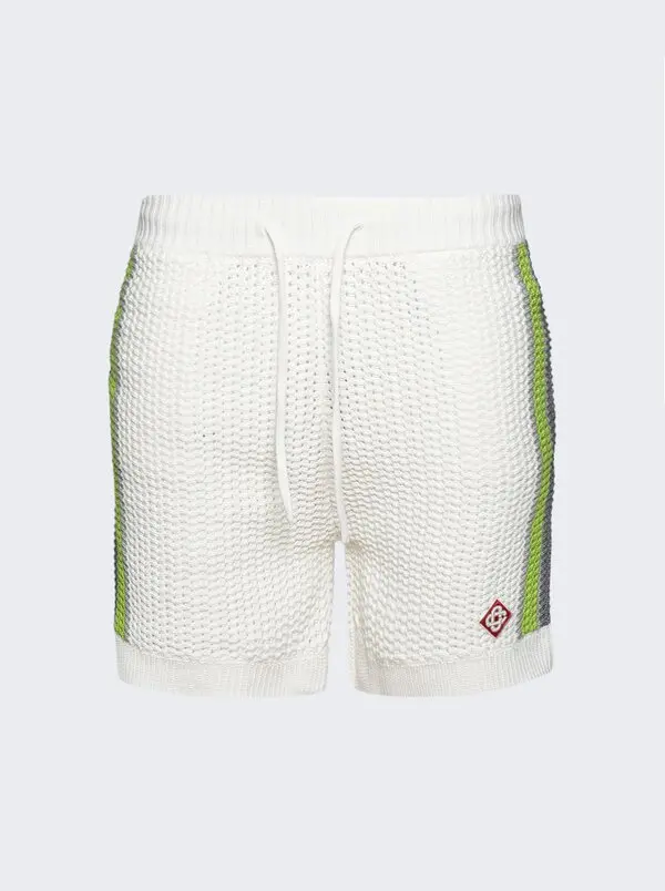 Casablanca Stripe Crochet Shorts - White