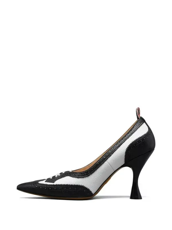 Thom Browne Wingtip Pebble-grain Pumps