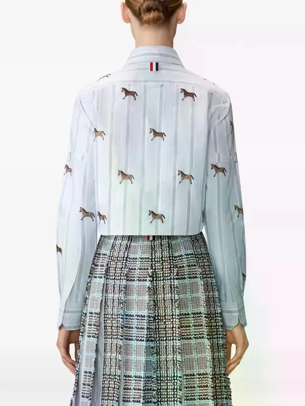 Thom Browne Striped Horse Cropped Shirt