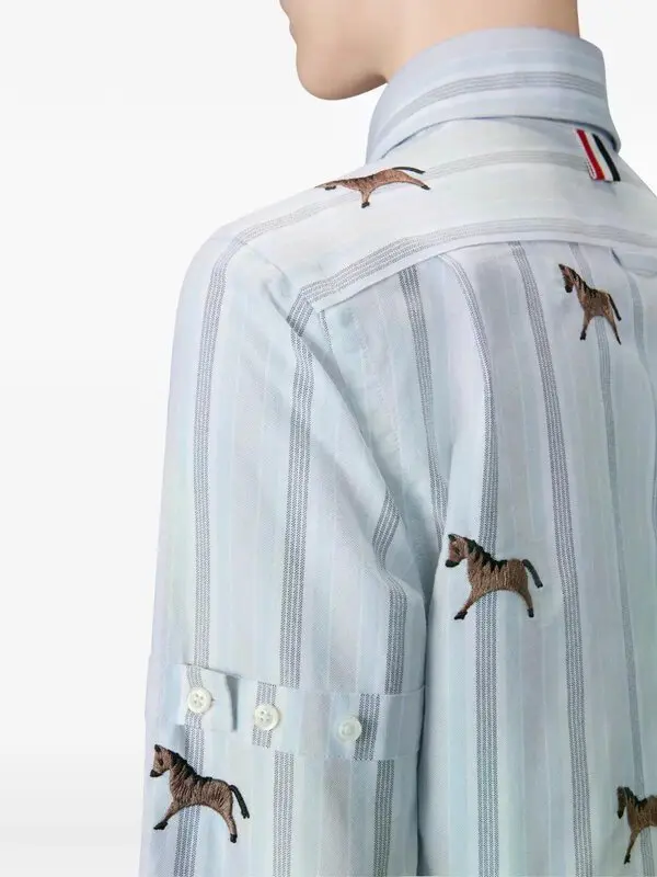 Thom Browne Striped Horse Cropped Shirt