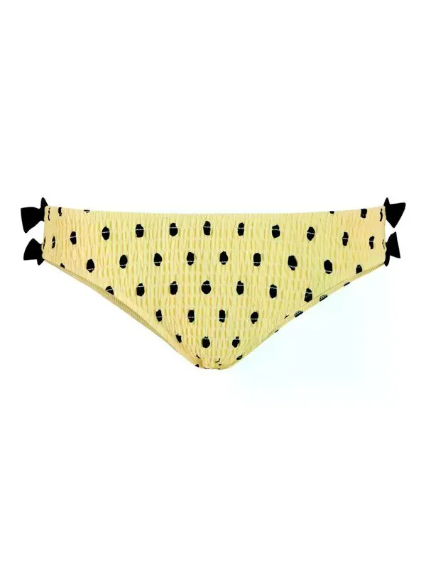 DAMSON MADDER Shirred Polka Dot Bikini Bottom - Yellow