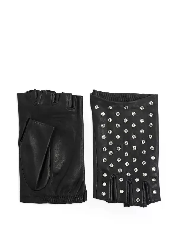 AGNELLE Irene Strass-embellished Fingerless Gloves - Black