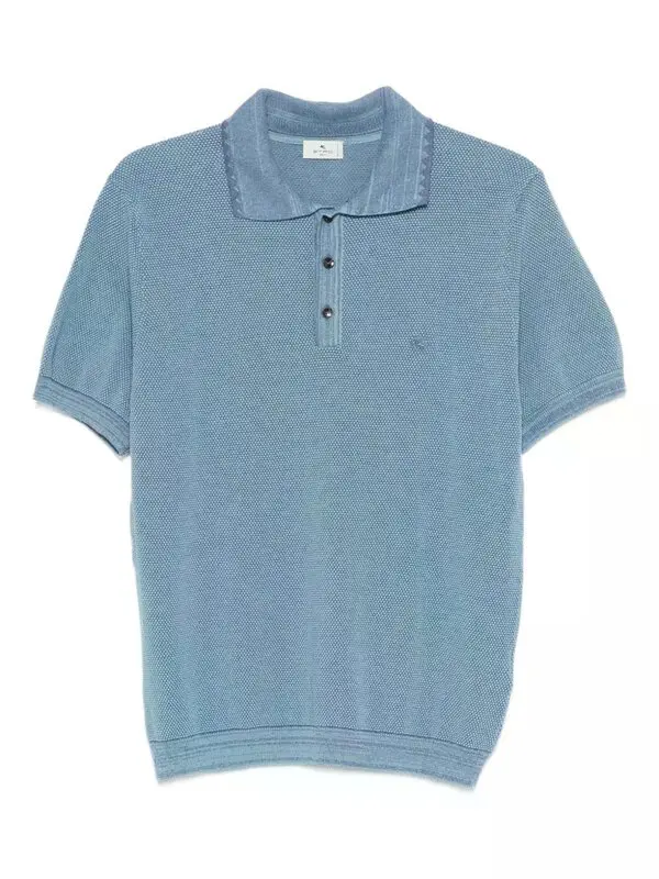 Etro Textured-knit Polo Shirt - Blue
