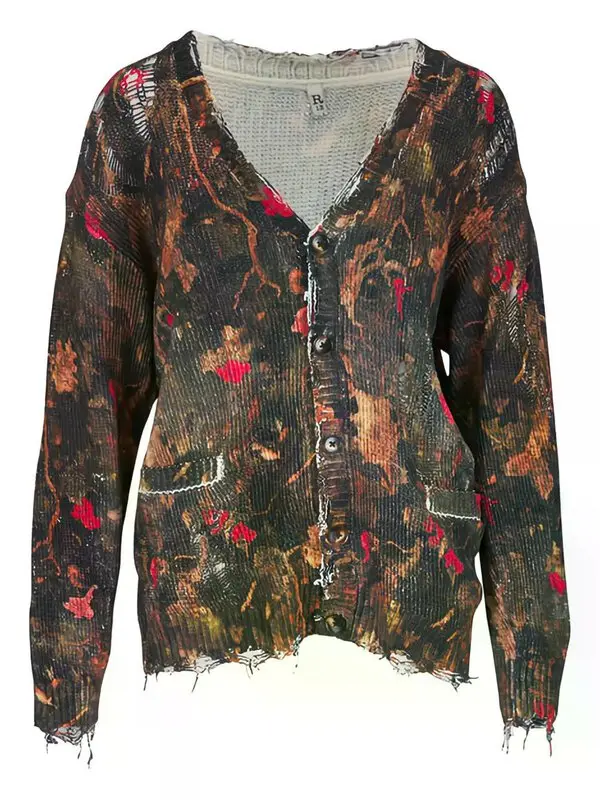 R13 Printed Distressed Cardigan
