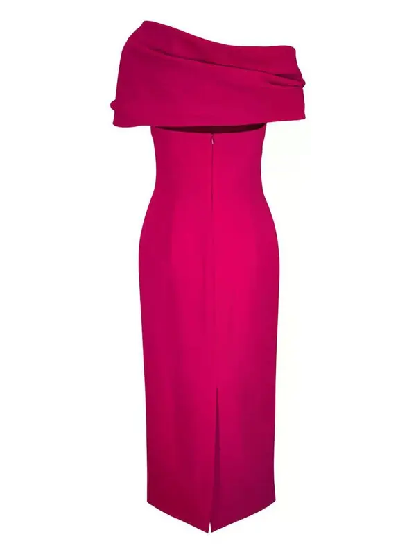 Carolina Herrera Draped Off-shoulder Midi Dress - Pink