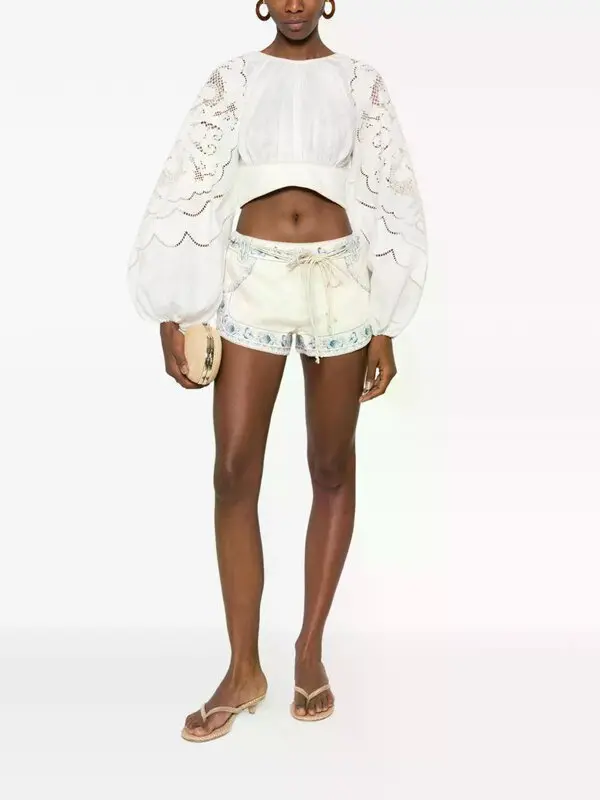 Zimmermann Embroidered Drawstring Shorts