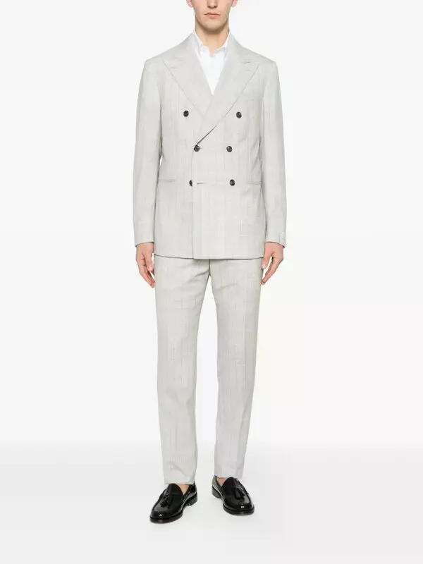 Caruso Norma Double-breasted Check-pattern Suit